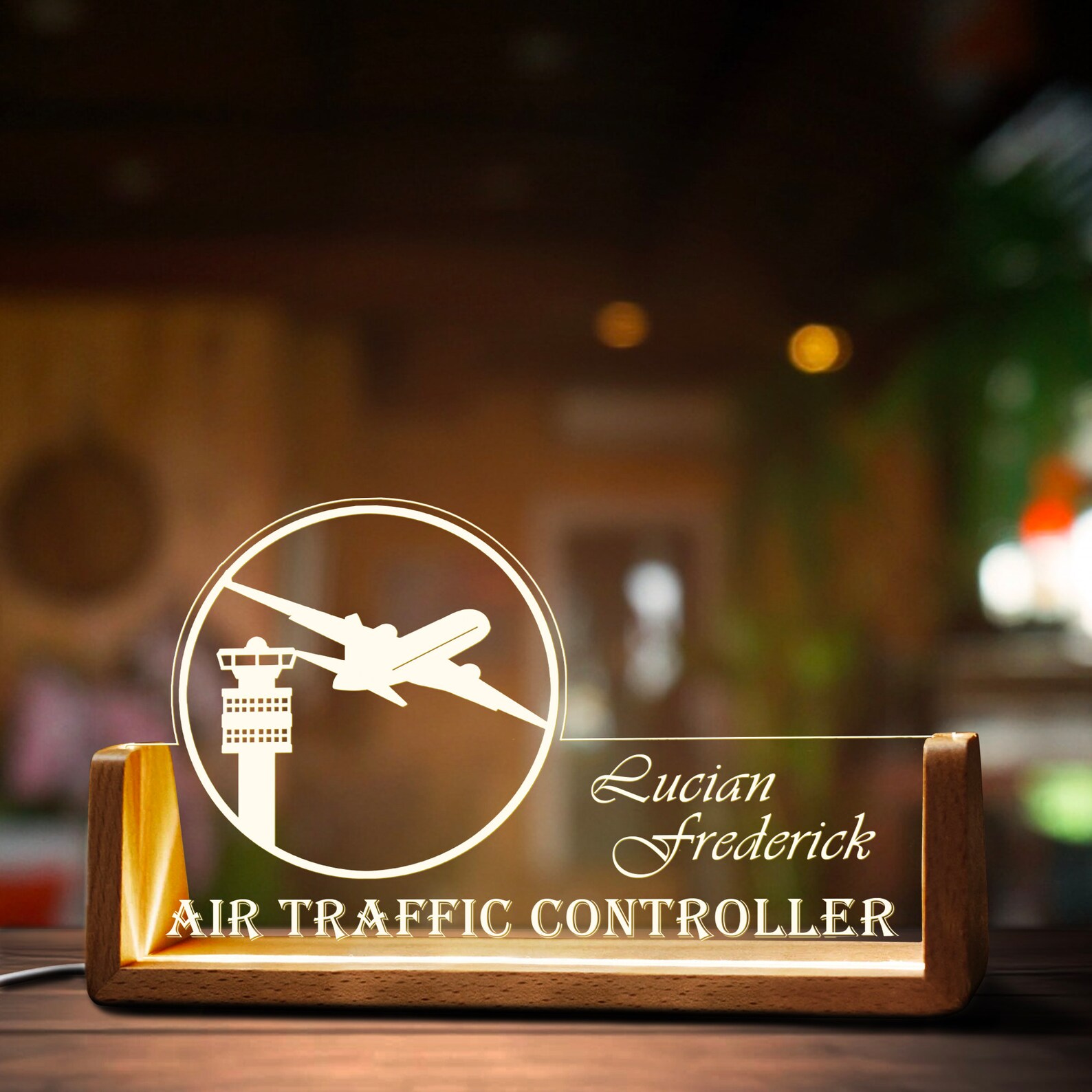 Custom Air Traffic Controller Desk Name Plate Personalized LED Light ...