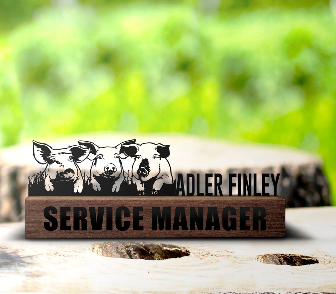 Custom Peeking Pig Desk Name Plate Wedge, Personalized Farmhouse ...