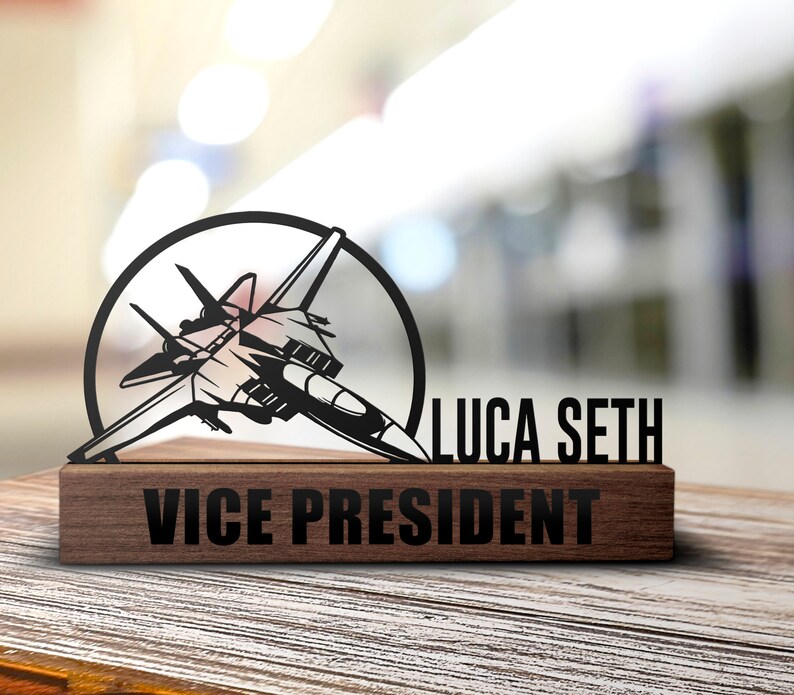 Custom Airplane Desk Name Plate Wedge Personalized Pilot Nameplate ...