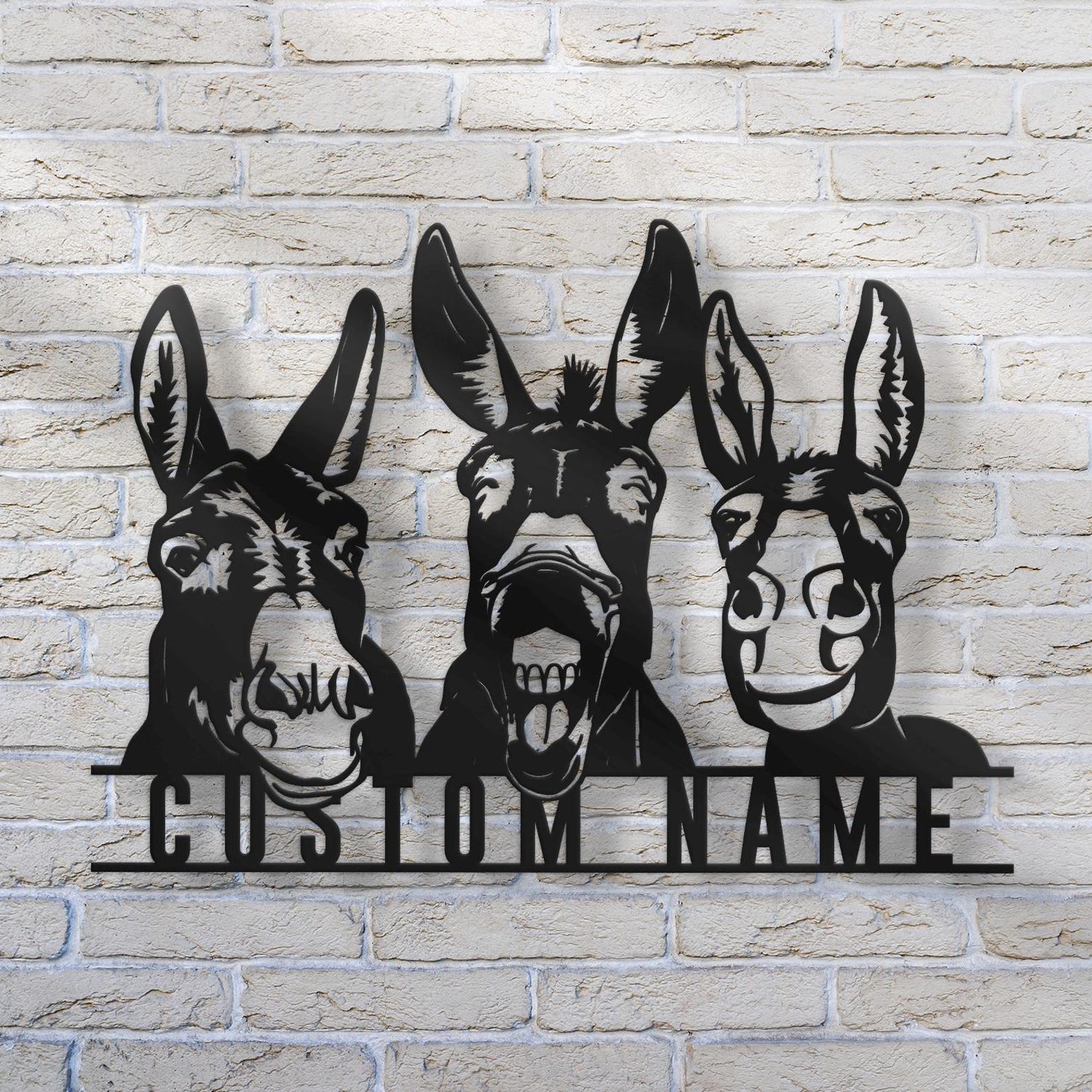 Custom Donkey Farmhouse Metal Wall Art LED Light Personalized Donkey ...