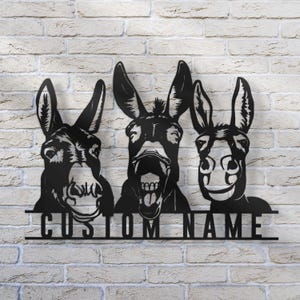 Custom Donkey Farmhouse Metal Wall Art LED Light Personalized Donkey ...