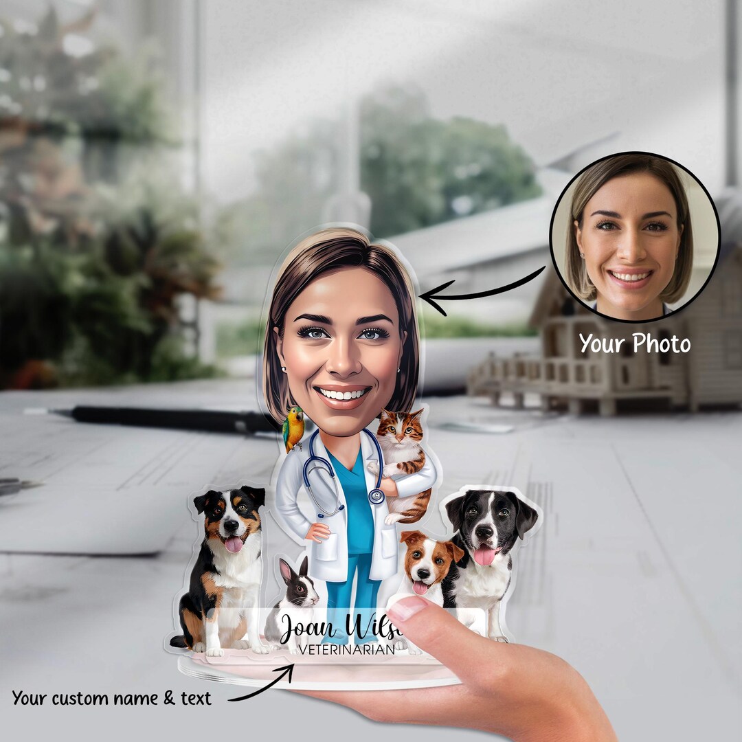 Custom Veterinarian Figurine Trinket Caricature Portrait Desk Name ...