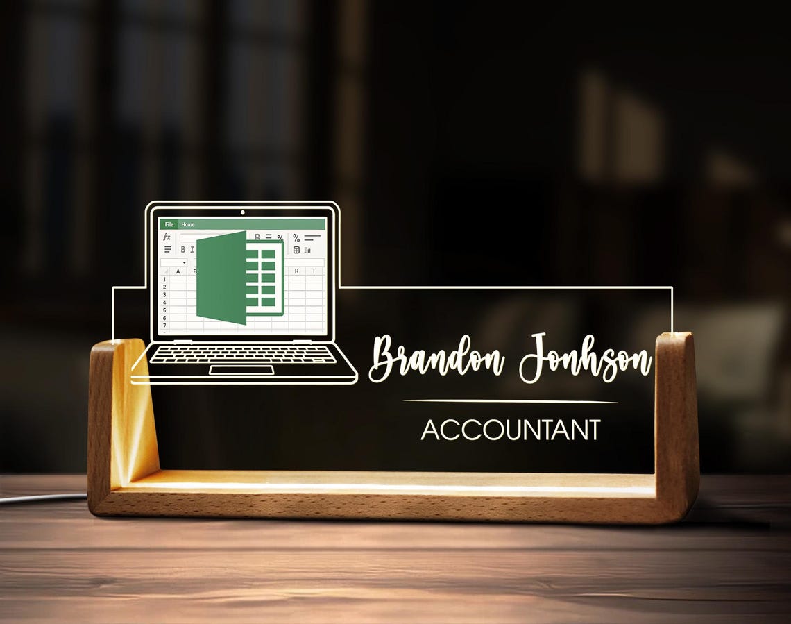 Custom Accountant Desk Name Plate, Personalized Acrylic Desk Sign With ...
