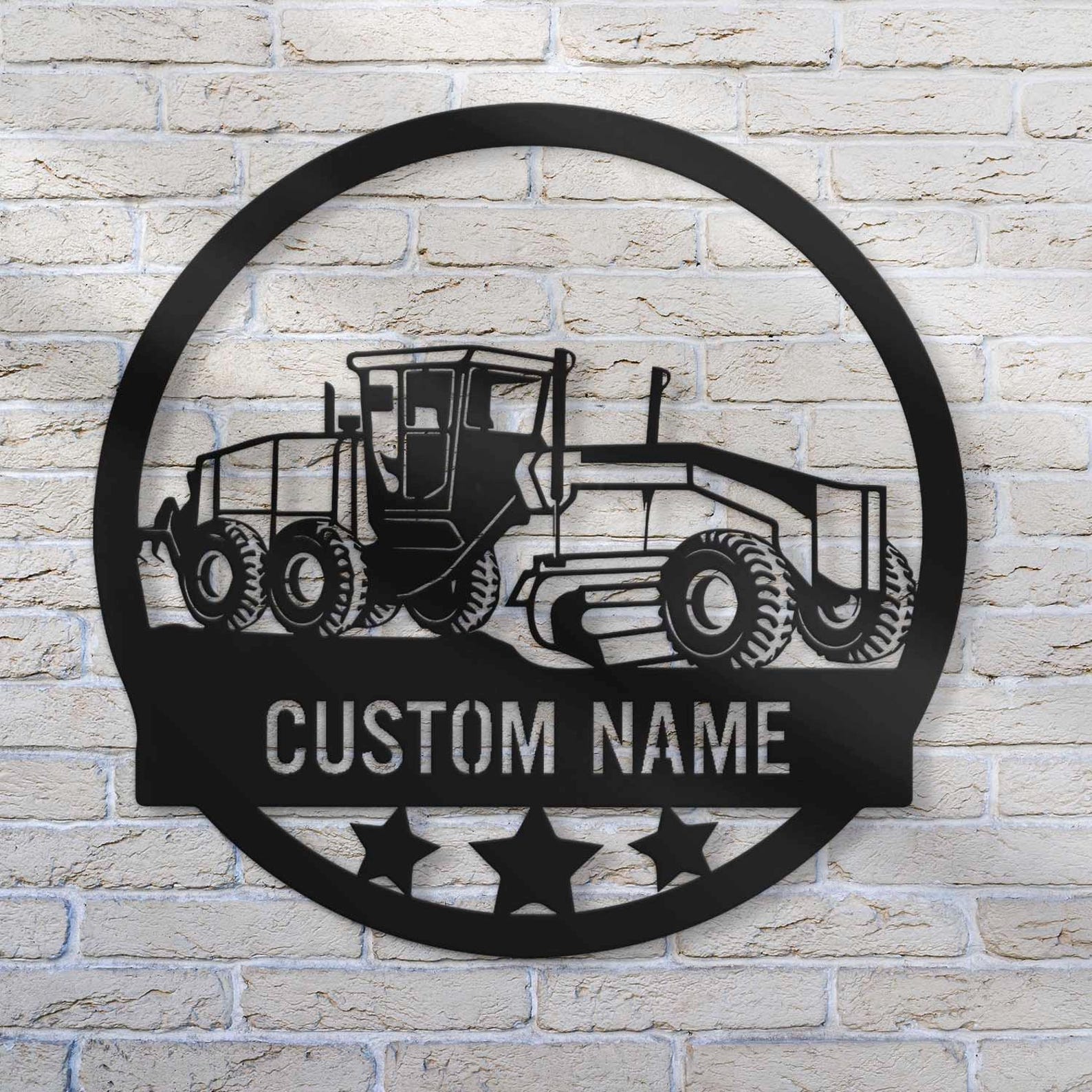 Custom Road Grader Metal Wall Art LED Light Personalized Heavy ...