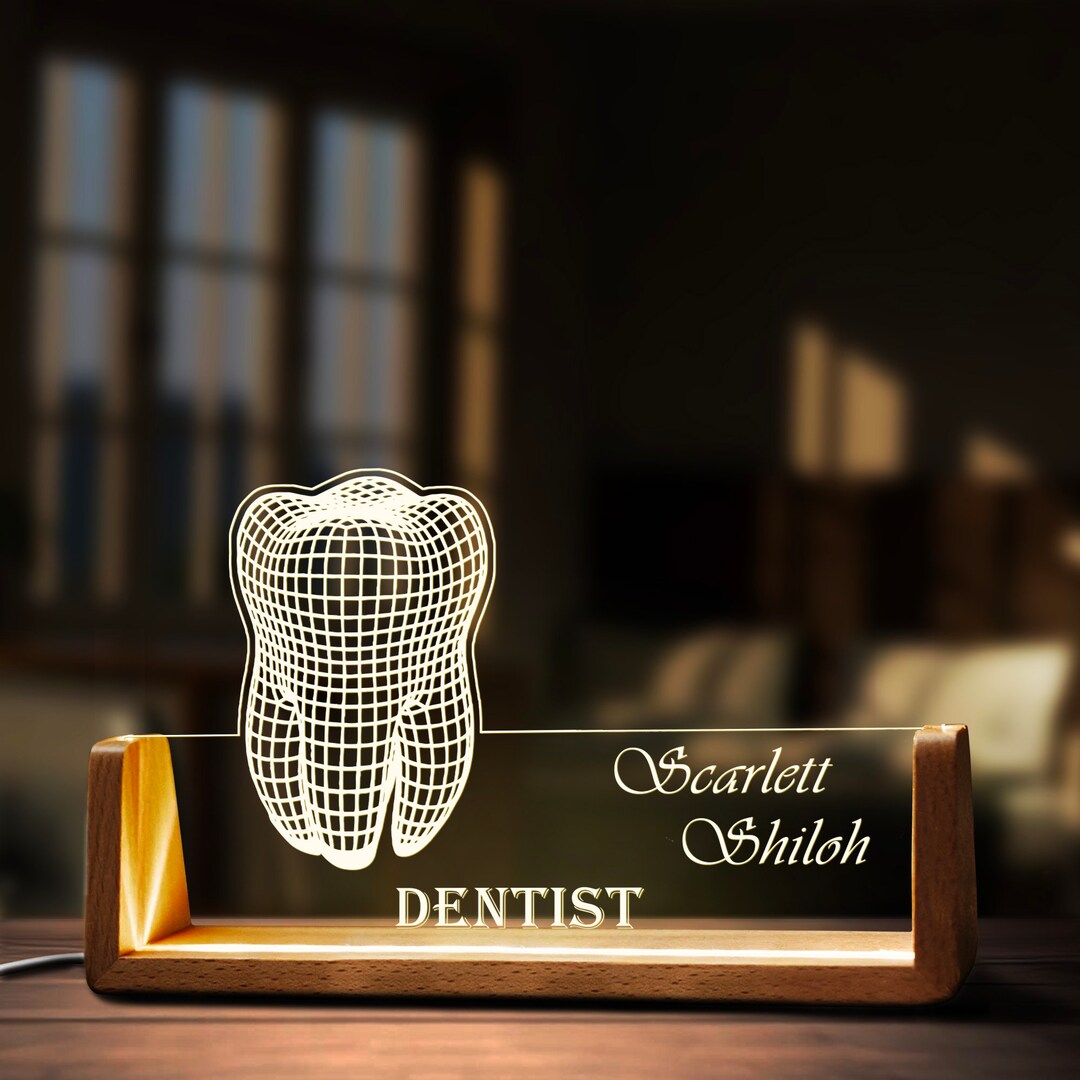 Custom Dentist Desk Name Plate Personalized Dentist Gift LED Light ...