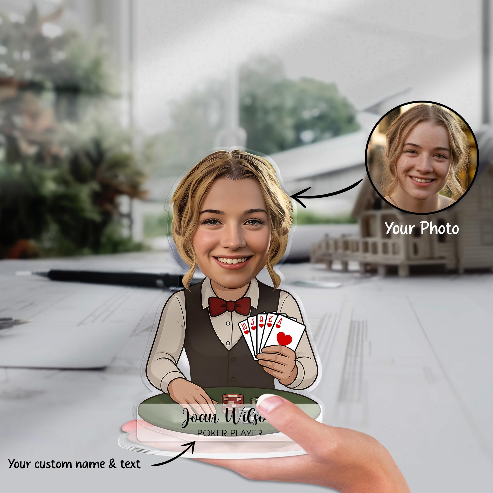 Custom Poker Player Figurine Trinket Caricature Photo Portrait Desk ...