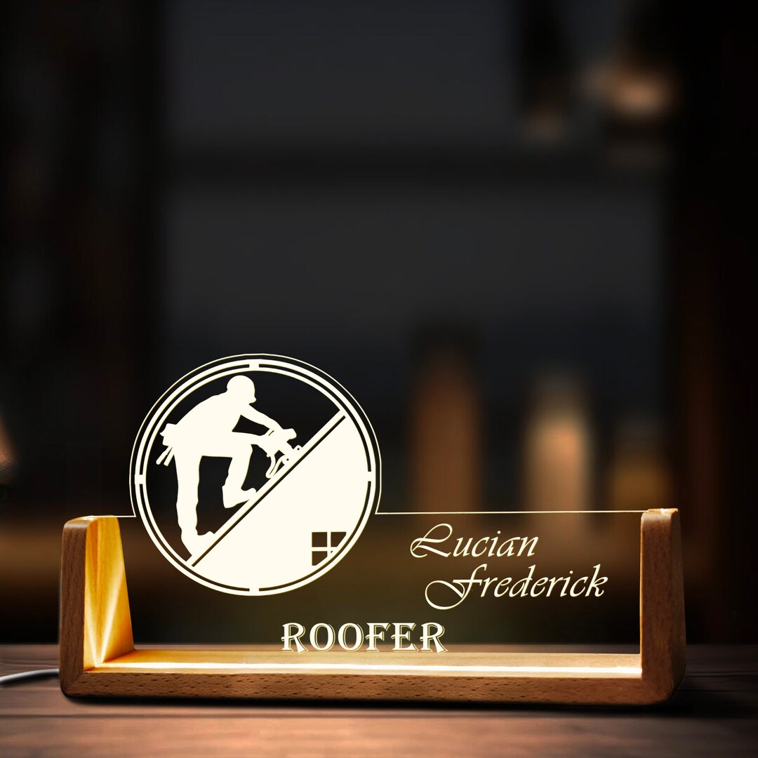 Custom Work Repairs Roofs Name Plate Personalized Roofer LED Light ...