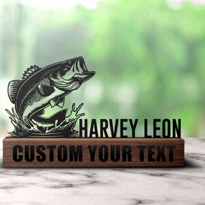 Custom Largemouth Bass Fish Desk Name Plate Wedge Personalized Fisher ...