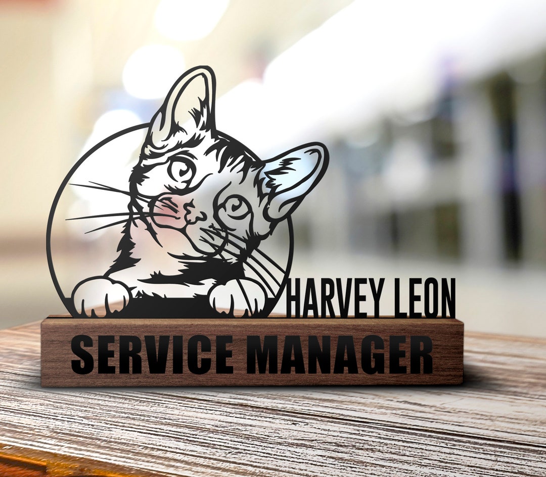 Custom Cute Cat Desk Name Plate Wedge Personalized Funny Kitten ...