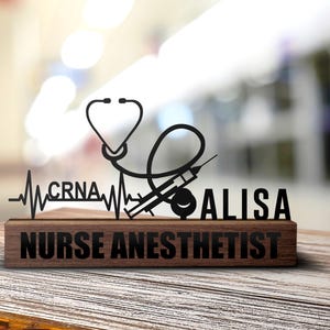 Custom Nurse Anesthetist Desk Name Plate Wedge Personalized Nursing ...
