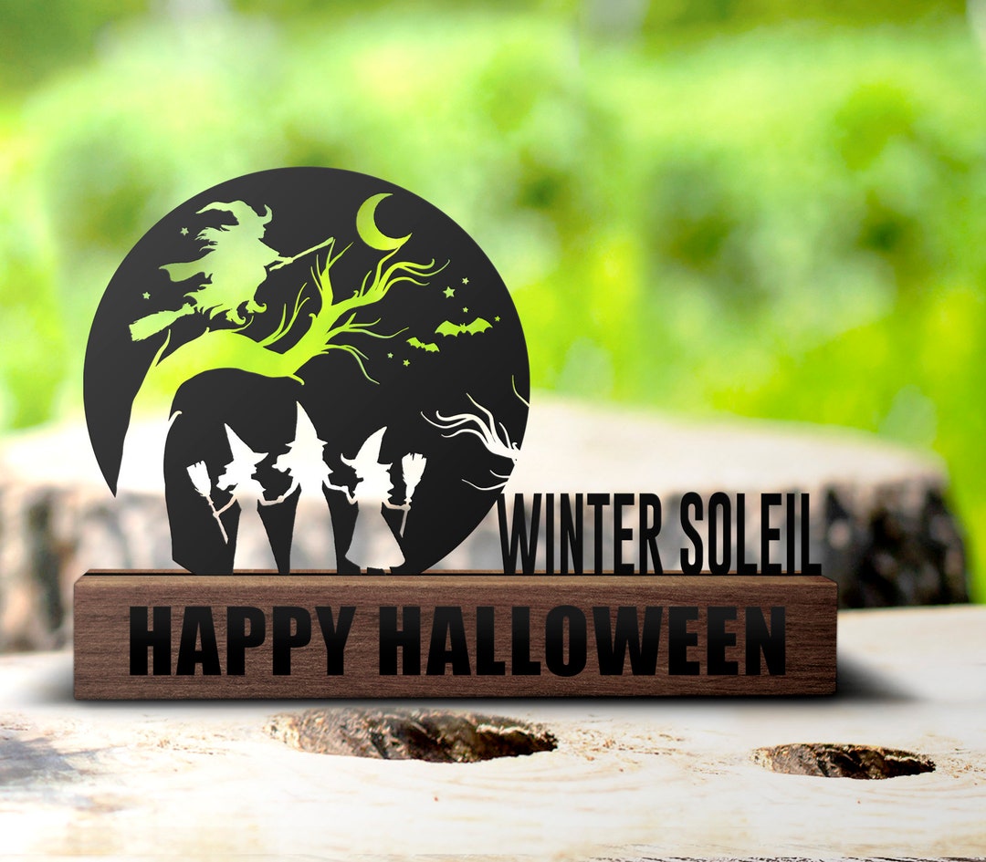 Custom Halloween Desk Name Plate Wedge Personalized Witch Nameplate ...