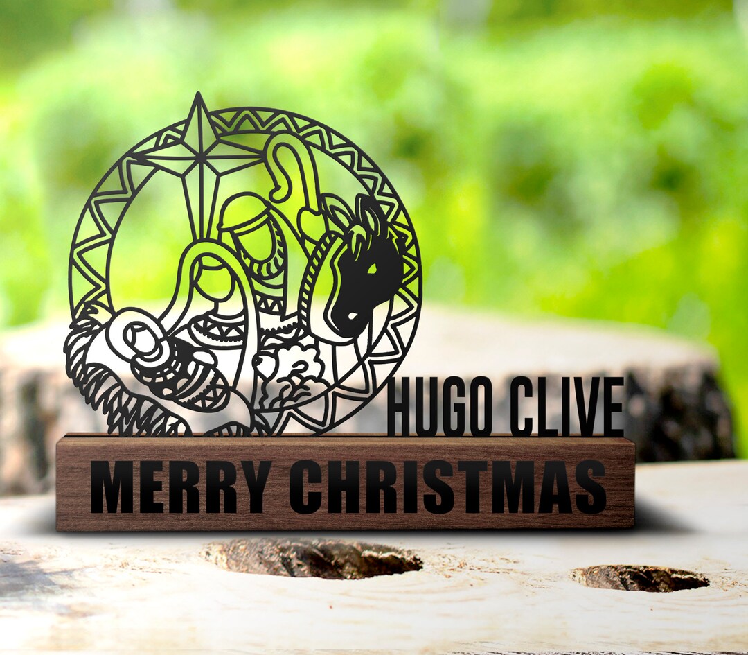 Custom Nativity Scene Christmas Desk Name Plate Wedge Personalized ...