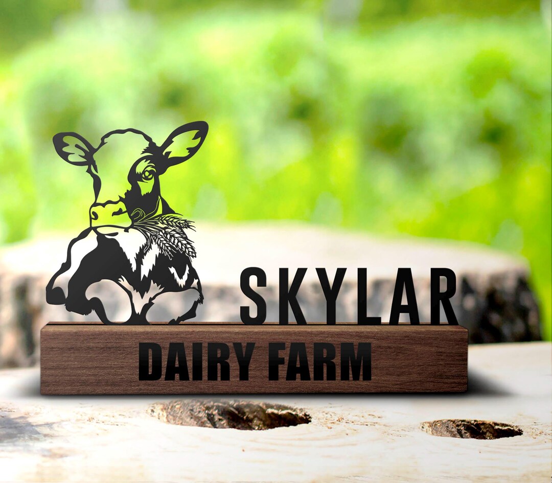 Custom Dairy Cow Desk Name Plate Wedge Personalized Farmhouse Nameplate ...