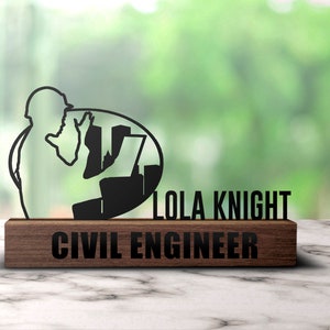 Custom Civil Engineer Desk Name Plate Wedge Personalized Engineering ...