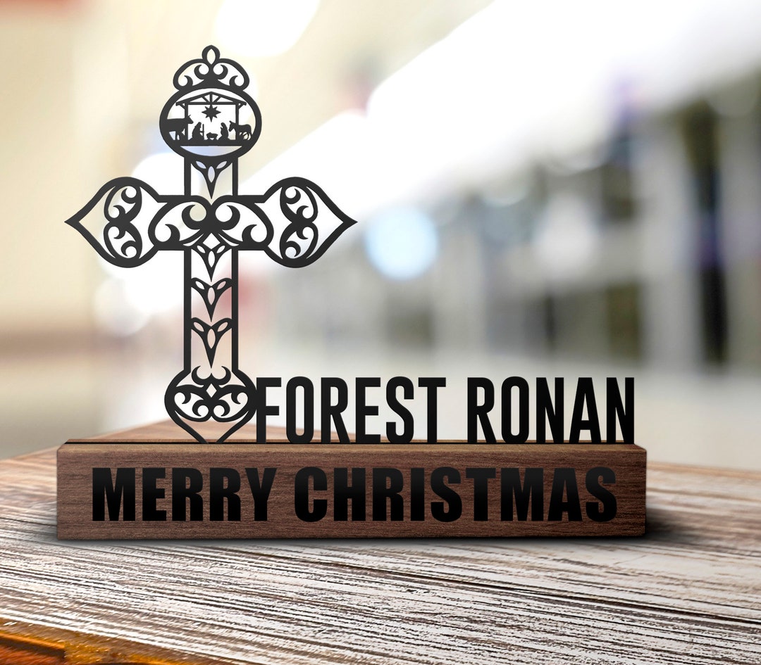 Custom Nativity Scene Christmas Desk Name Plate Wedge Personalized ...