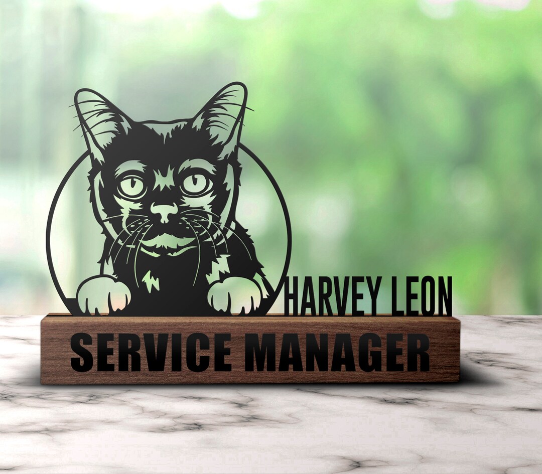 Custom Cute Cat Desk Name Plate Wedge Personalized Funny Kitten ...