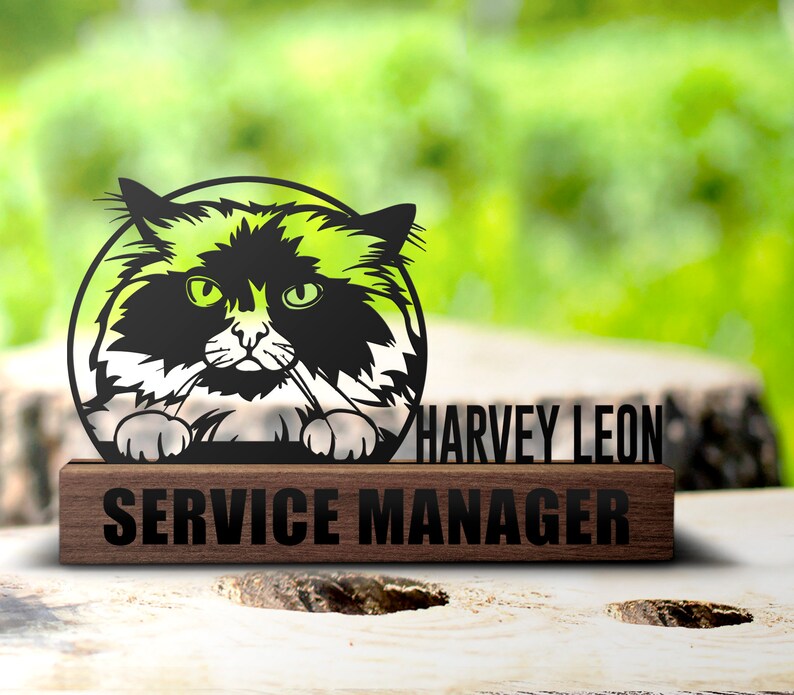 Custom Cute Cat Desk Name Plate Wedge Personalized Funny Kitten ...