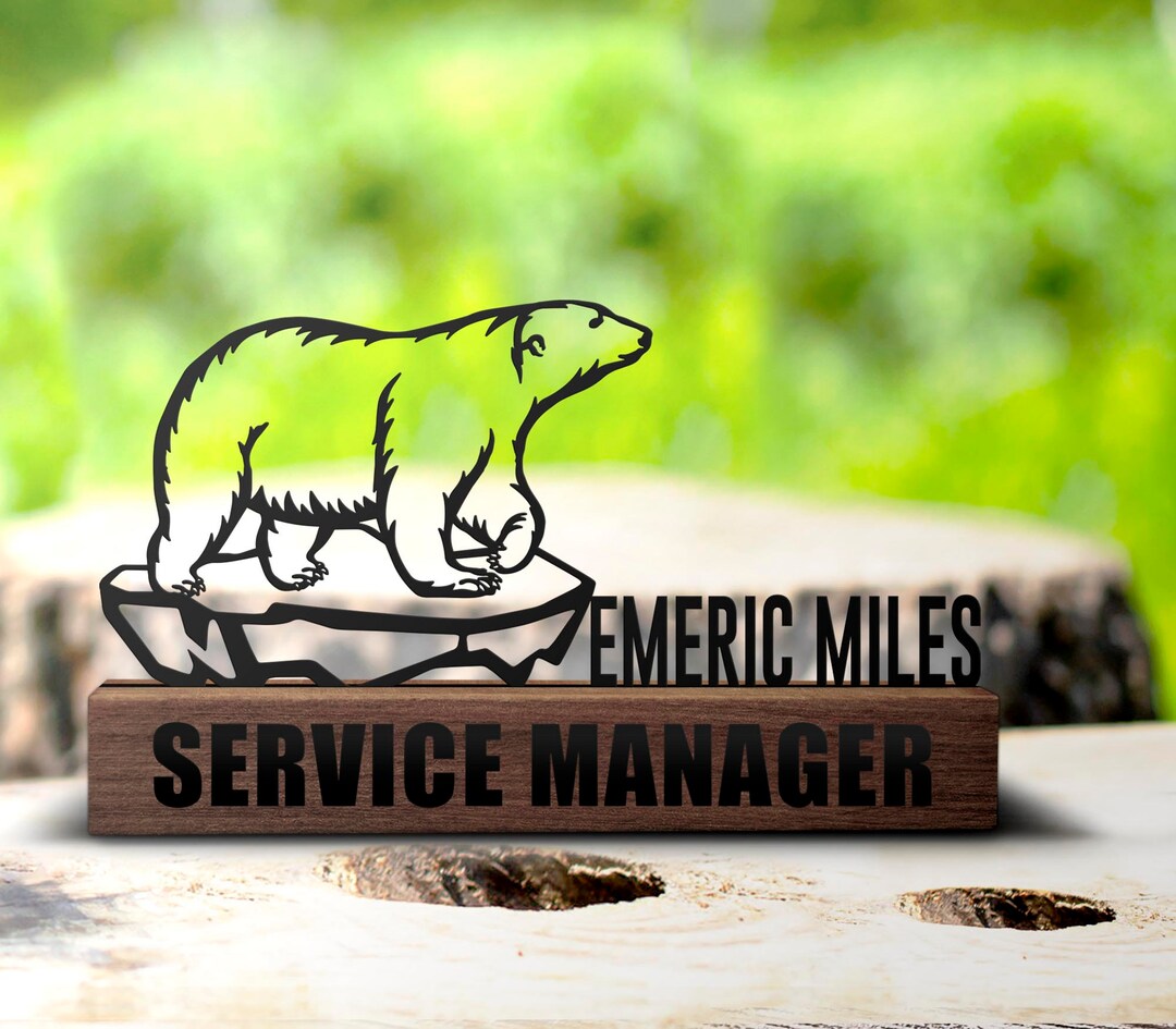 Custom Polar Bear Desk Name Plate Wedge Personalized - Etsy