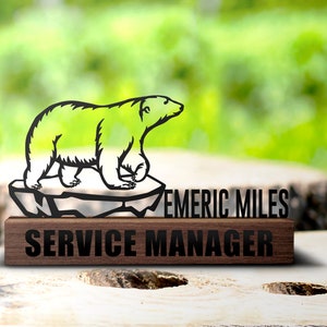 Custom Polar Bear Desk Name Plate Wedge Personalized - Etsy