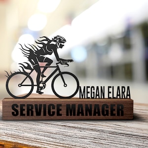 Custom Bicycle Desk Name Plate Wedge Personalized Cycling Name ...