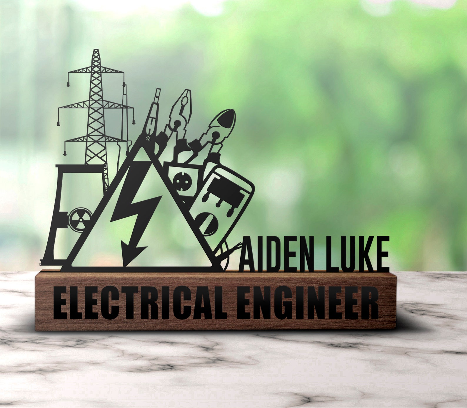 Custom Electrical Engineer Desk Name Plate Wedge Personalized ...
