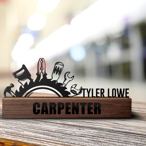 Custom Carpenter Desk Name Plate Wedge Personalized Carpenter Tool ...