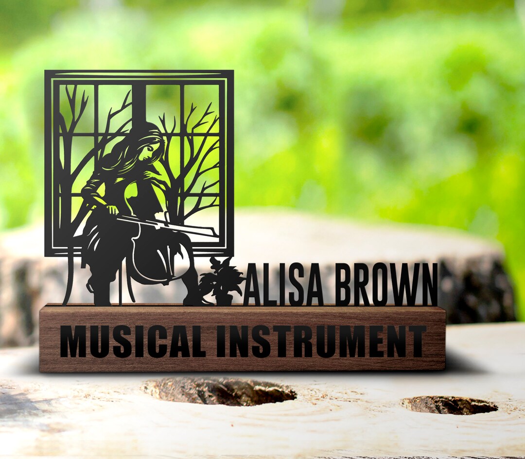Custom Cello Musical Instrument Desk Name Plate Wedge Personalized ...