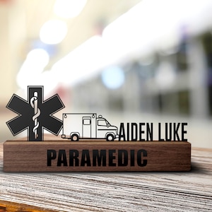 Custom Paramedic Desk Name Plate Wedge Personalized EMS EMT Nameplate ...
