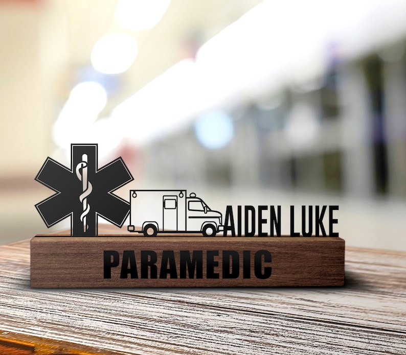 Custom Paramedic Desk Name Plate Wedge Personalized EMS EMT Nameplate ...