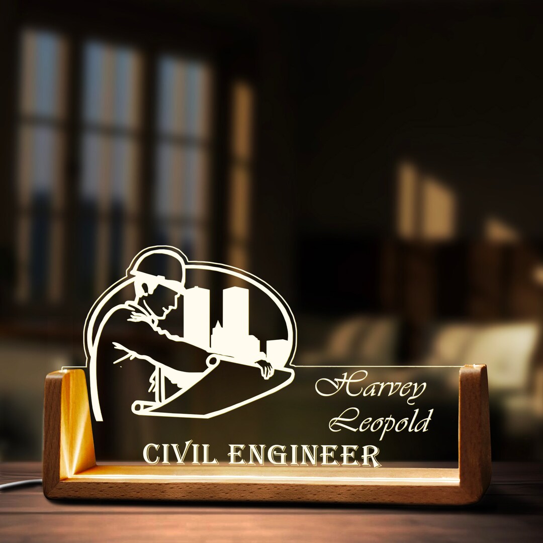 Custom Civil Engineer Desk Name Plate Personalized Engineering LED ...