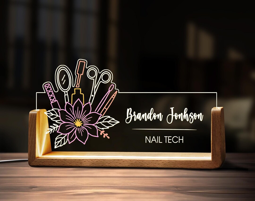 Custom Nail Tech Desk Name Plate Personalized Nail Artist Technician ...