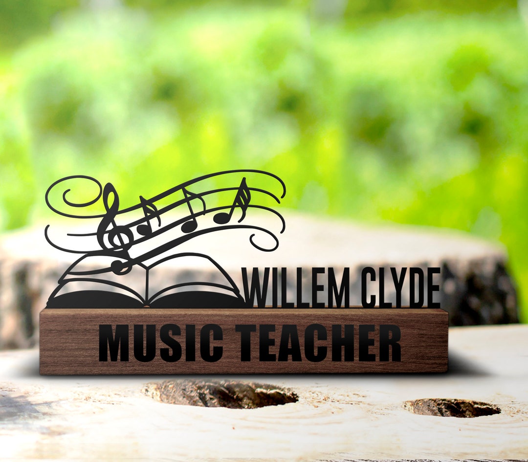 Custom Music Teacher Gift Desk Name Plate Wedge Personalized Nameplate ...
