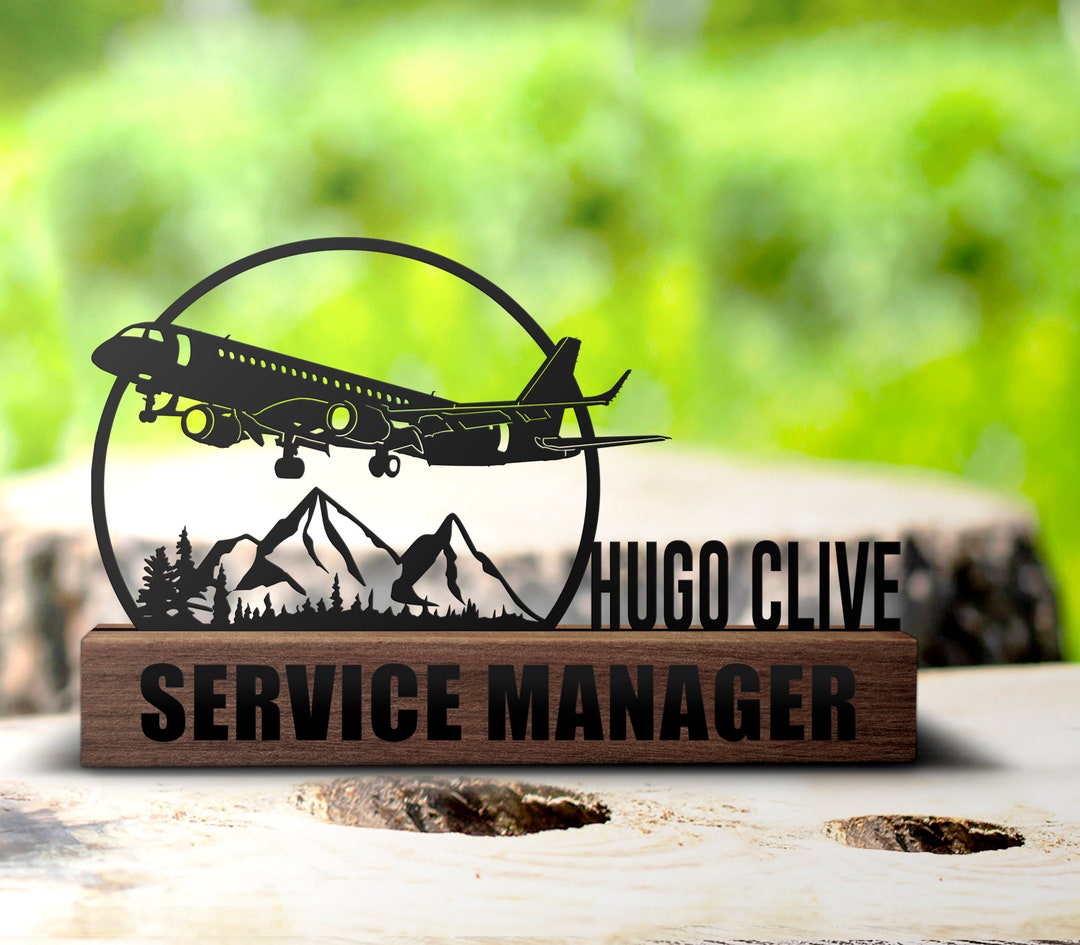 Custom Airplane Desk Name Plate Wedge Personalized Pilot Nameplate ...