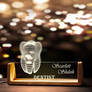 Custom Dentist Desk Name Plate Personalized Dentist Gift LED Light ...