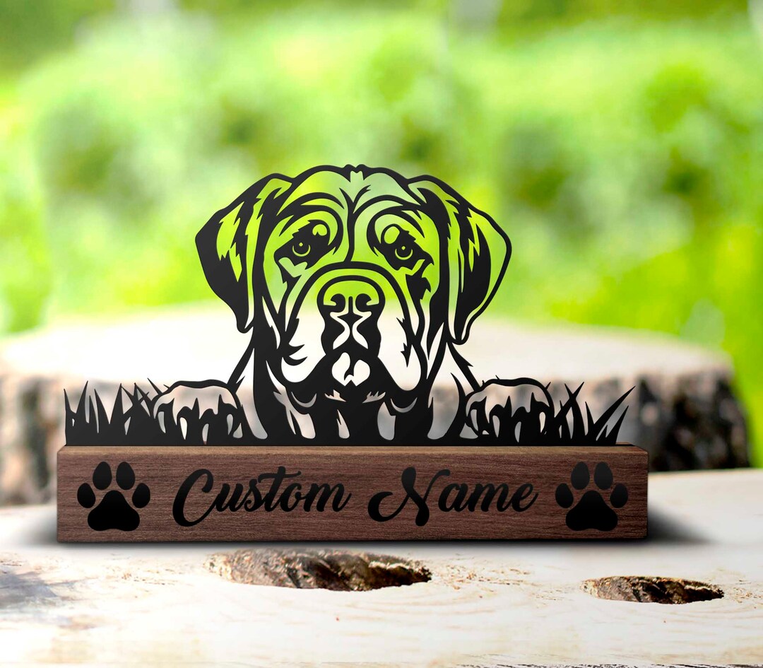 Custom Mastiff Dog Desk Name Plate Wedge Personalized Peeking Dog ...