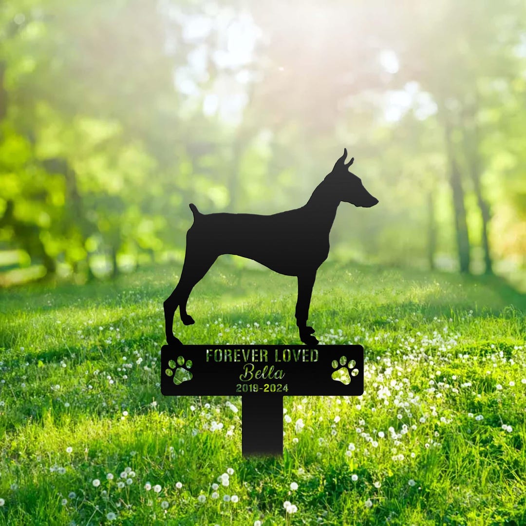 Custom Doberman Pinscher Dog Metal Memorial Garden Stake Personalized ...