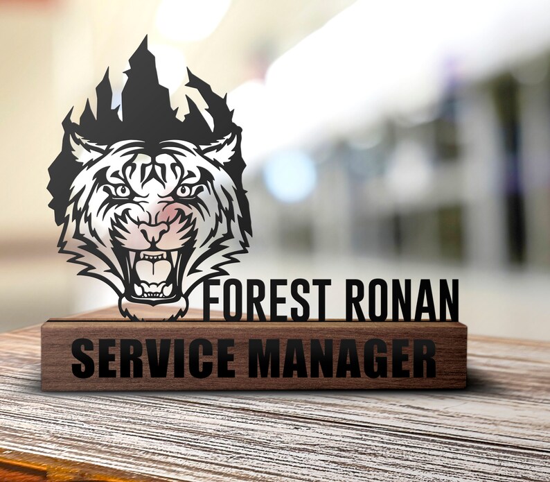 Custom Tiger Desk Name Plate Wedge Personalized Nameplate - Etsy