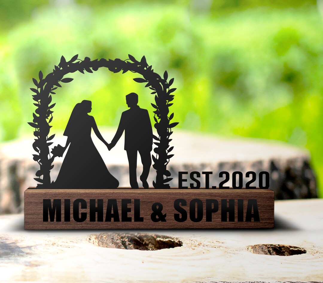 Custom Wedding Anniversary Desk Name Plate Wedge, Personalized Romantic ...