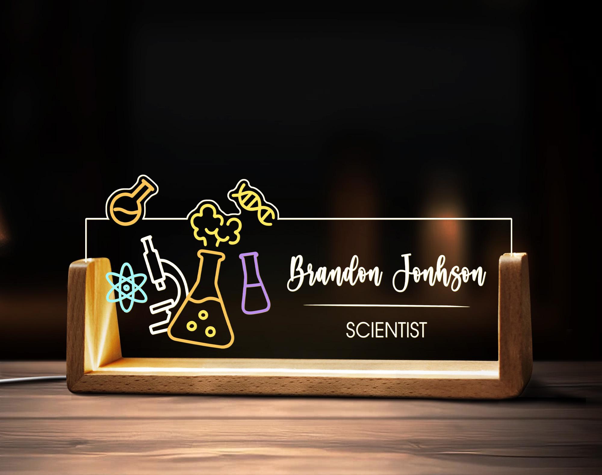 Custom Scientist Desk Name Plate Personalized Science Lab Teacher Gift ...