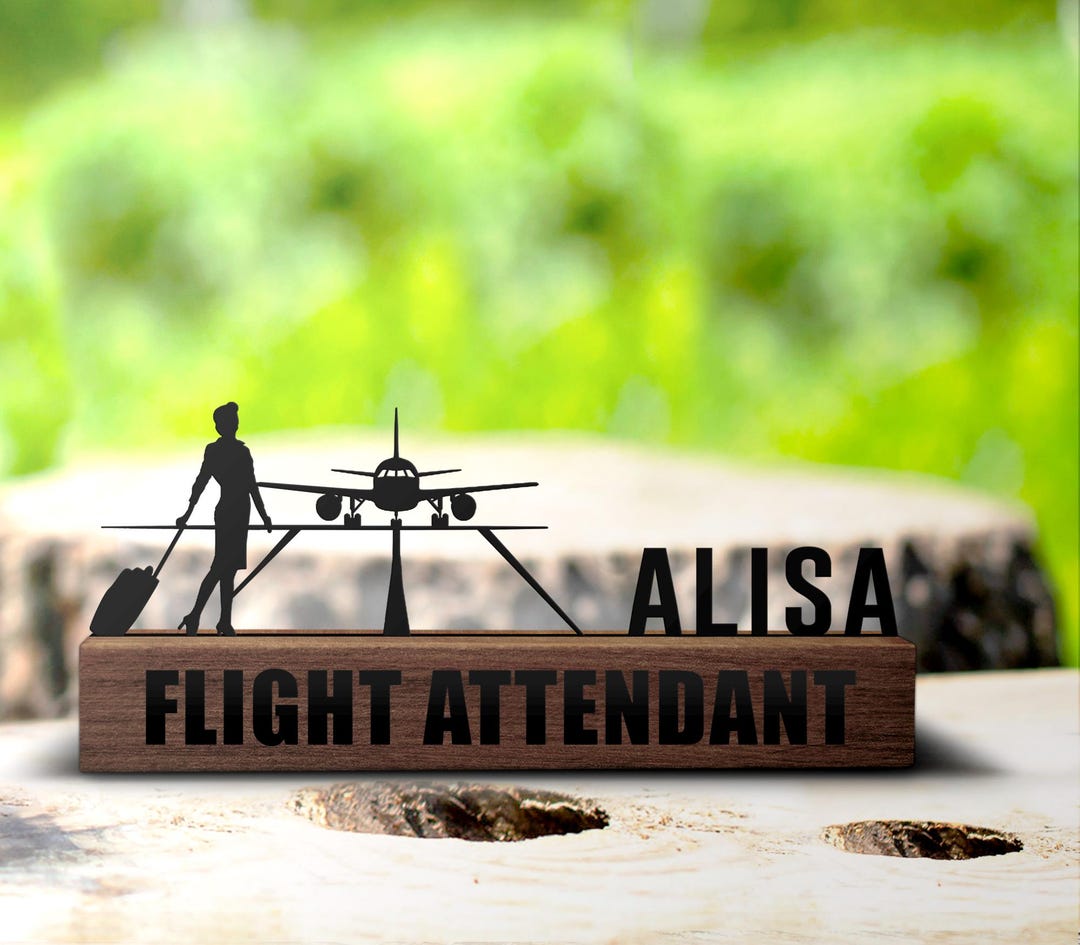 Custom Flight Attendant Desk Name Plate Wedge Personalized Pilot ...