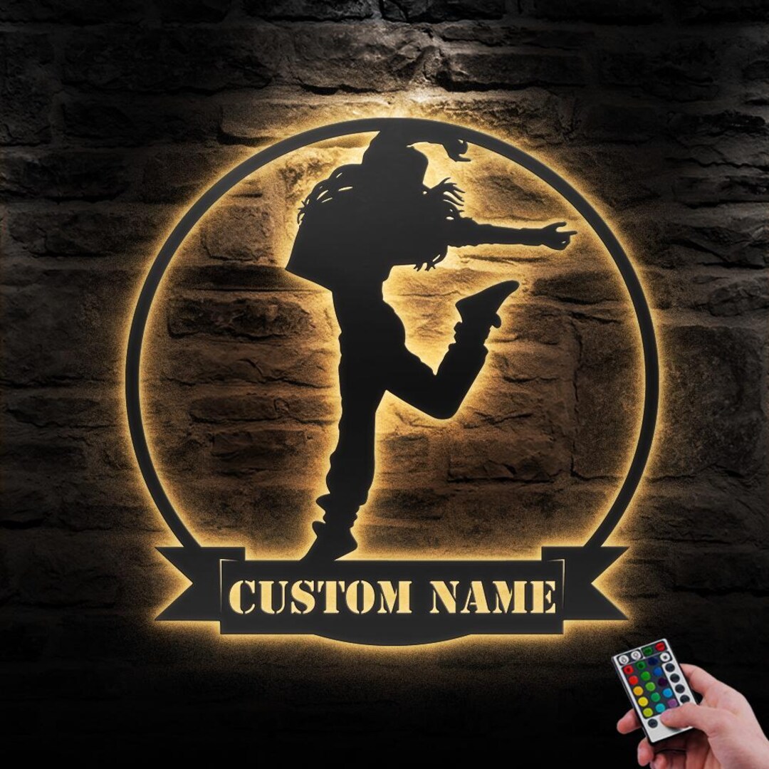 Custom Girl Hip Hop Dancer Metal Wall Art LED Light Personalized Female ...