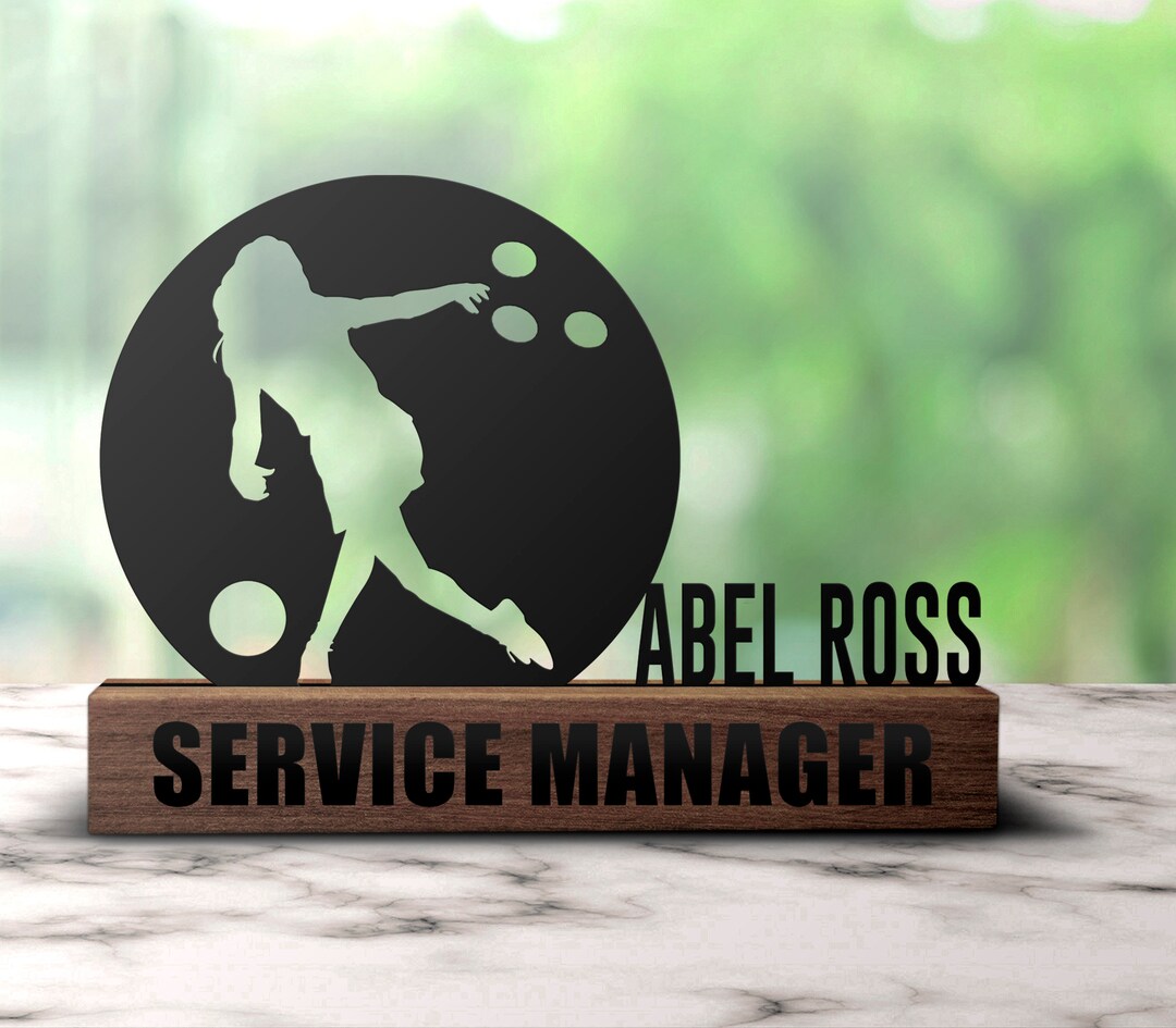 Custom Bowling Ball Desk Name Plate Wedge, Personalized Bowling ...