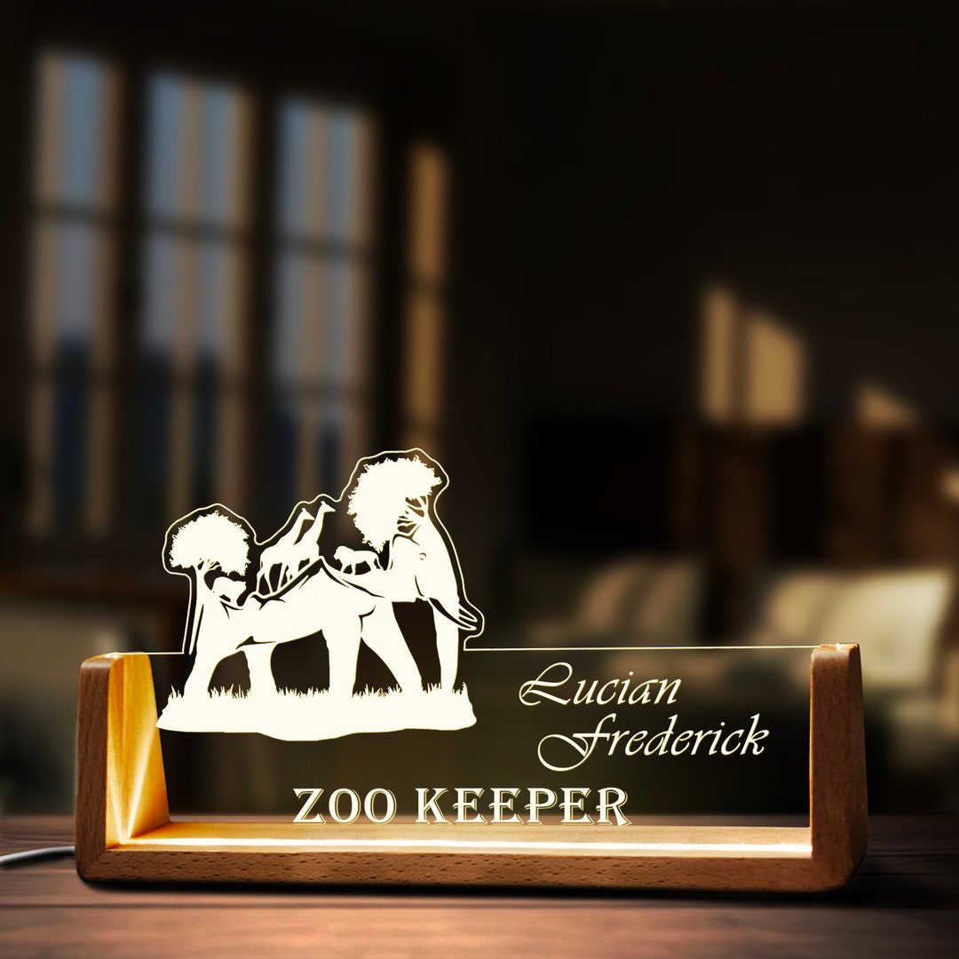 Custom Zoo Keeper Desk Name Plate Personalized Zoo Supervisor LED Light ...