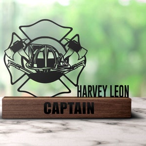 Custom Firefighter Desk Name Plate Wedge Personalized Fireman Nameplate ...