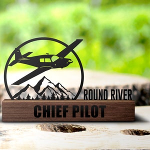 Custom Airplane Desk Name Plate Wedge Personalized Pilot Nameplate ...
