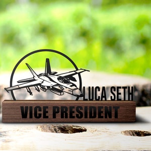 Custom Airplane Desk Name Plate Wedge Personalized Pilot Nameplate ...