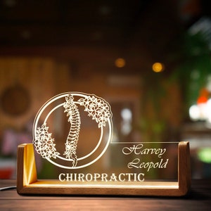 Custom Chiropractic Desk Name Plate Personalized Chiropractor LED Light ...