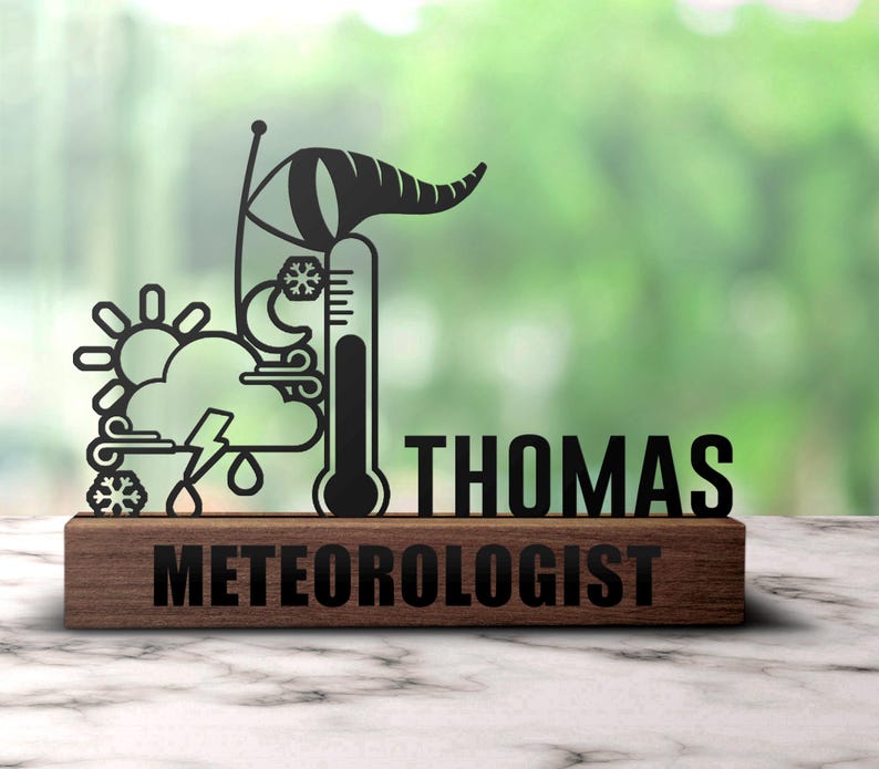 Custom Meteorologist Desk Name Plate Wedge Personalized Meteorological ...