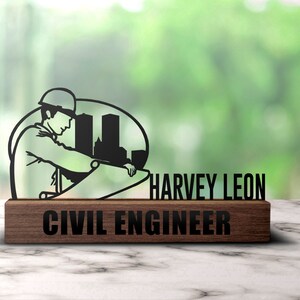 Custom Civil Engineer Desk Name Plate Wedge Personalized Engineering ...