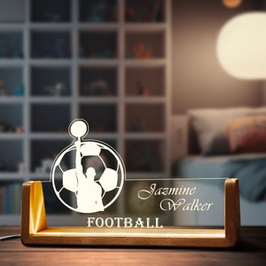 Custom Soccer Desk Name Plate Personalized Football Player LED Light ...